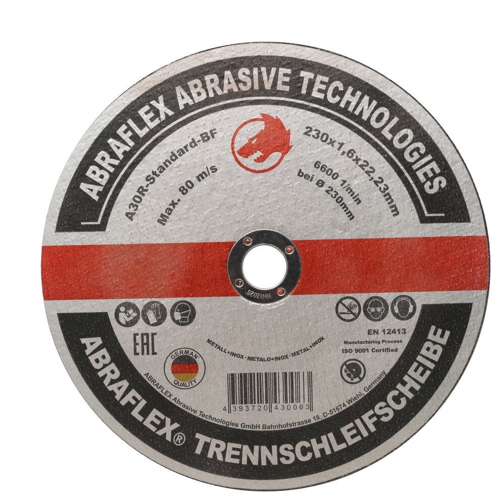 Круг отрезной Abraflex 230x1,6x22,23 A-30R Standard BF (металл+нерж.) (10шт.)