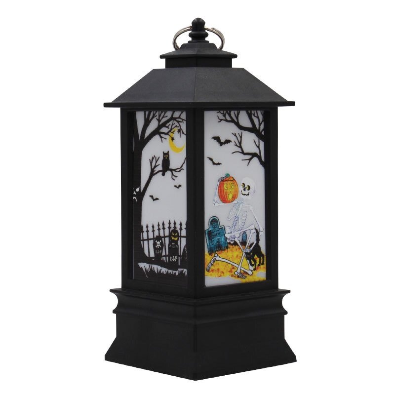 Фонарь vintage pumpkin castle halloween led light lantern для вечеринки бара домашнего декора подарков, large, скелет