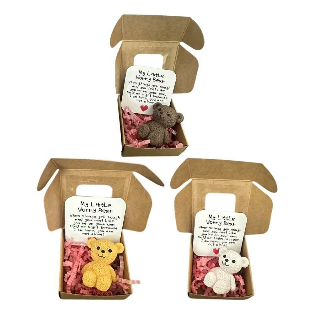 Миниатюрный пластиковый плюшевый мишка в коробке, подарок для влюбленных, друзей, семьи