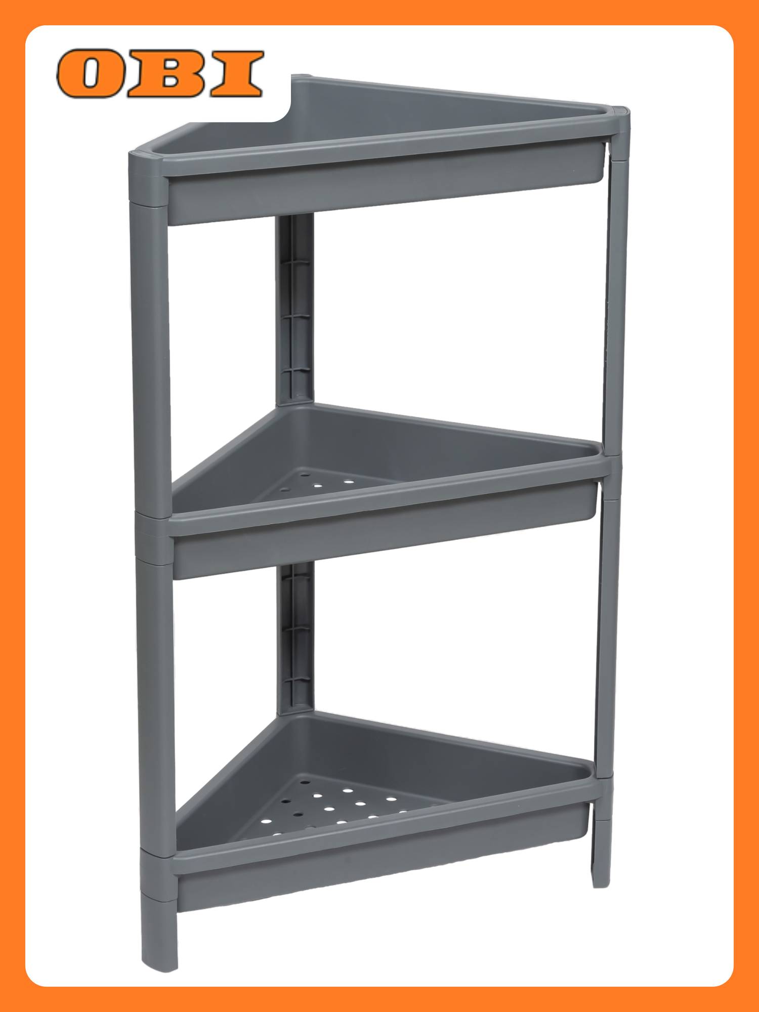 Этажерка VIKEA угловая 3-х ярусная серая