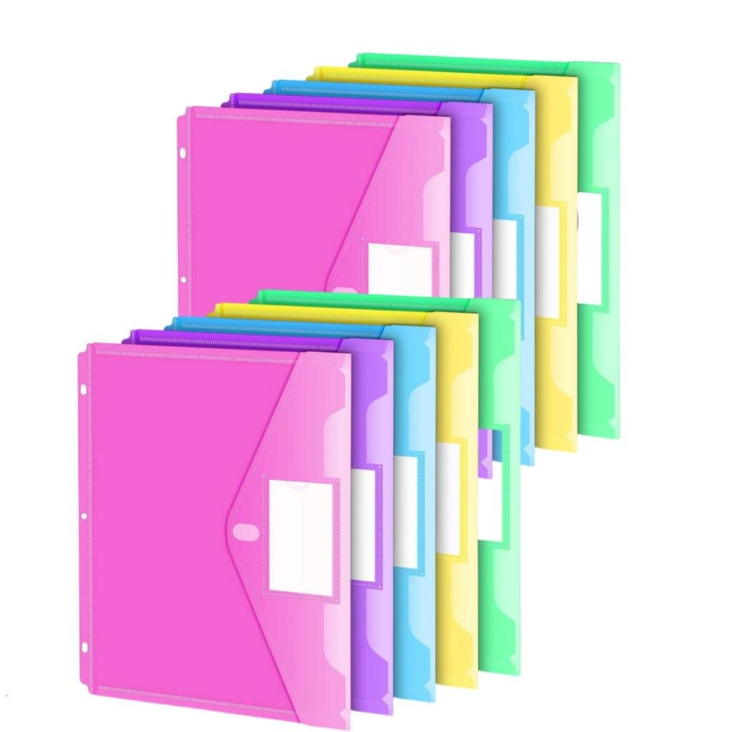 5 / 10шт Карман с перфорацией на 11 отверстий, прозрачный пластиковый футляр для файлов, водонепроницаемая сумка-органайзер для документов большой емкости для офиса