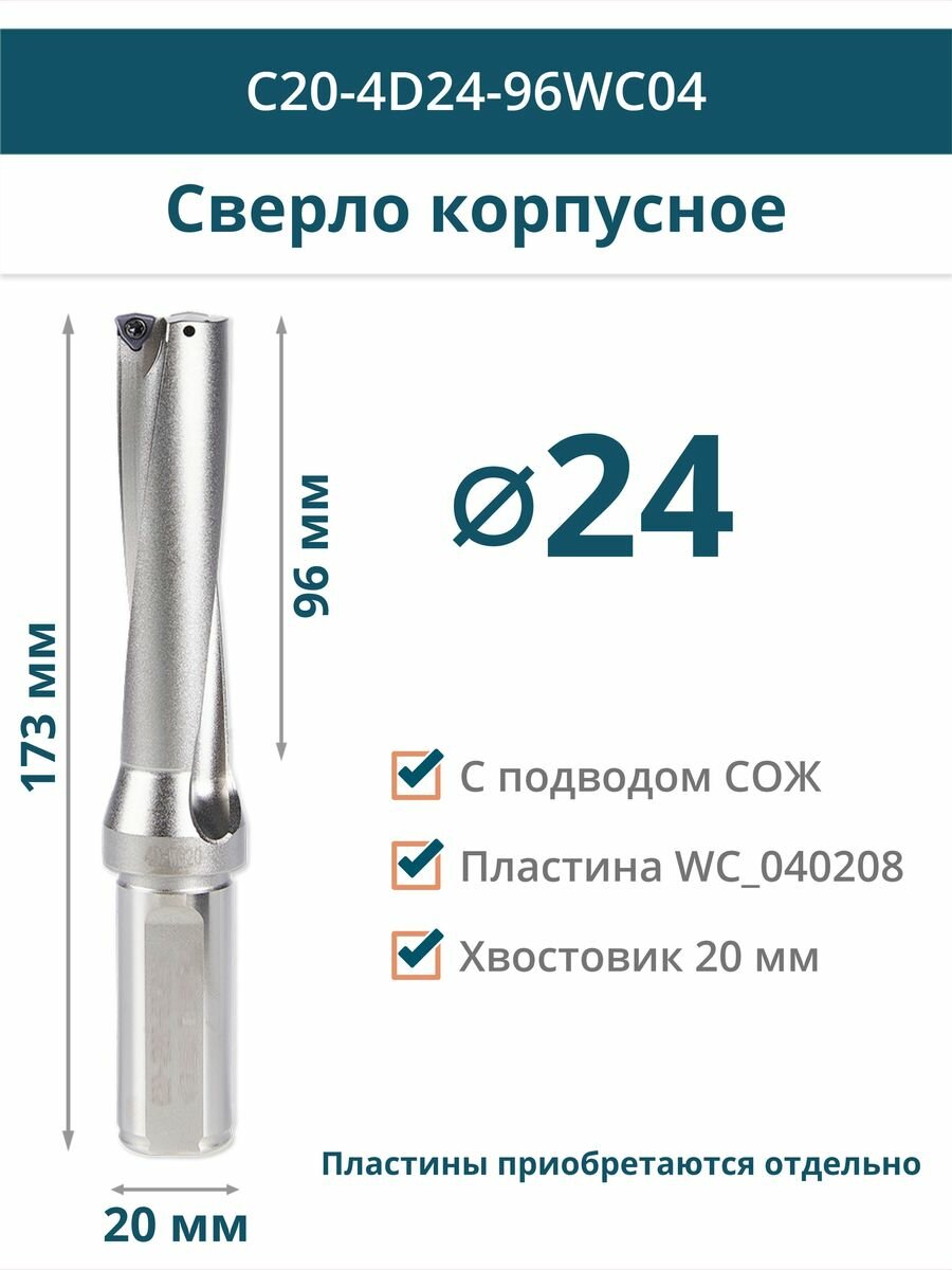 C20-4D24-96WC04 сверло корпусное 4D - 24 мм / сменная пластина WC_040208