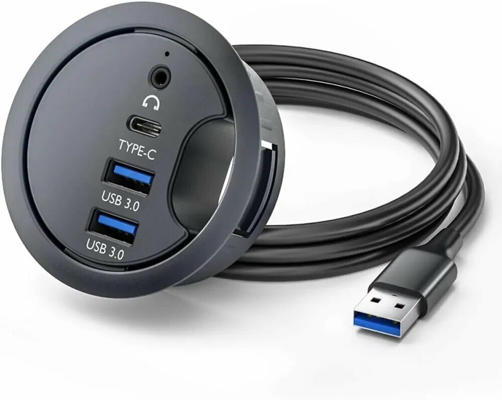 USB 3.0 Концентратор Звуковая карта USB-C 2 порта Настольная втулка разветвитель Док-станция Микрофон Аудиоинтерфейс