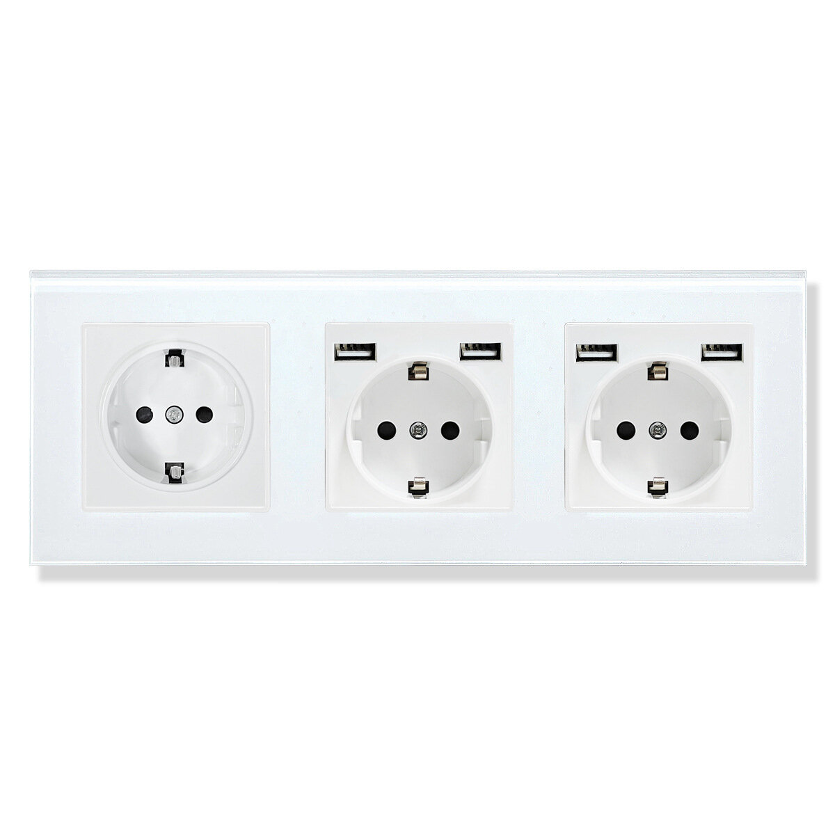 Настенная розетка R Series 86 типа европейского стандарта с USB и Type-C, стеклянная панель, скрытая круглая коробка для установки