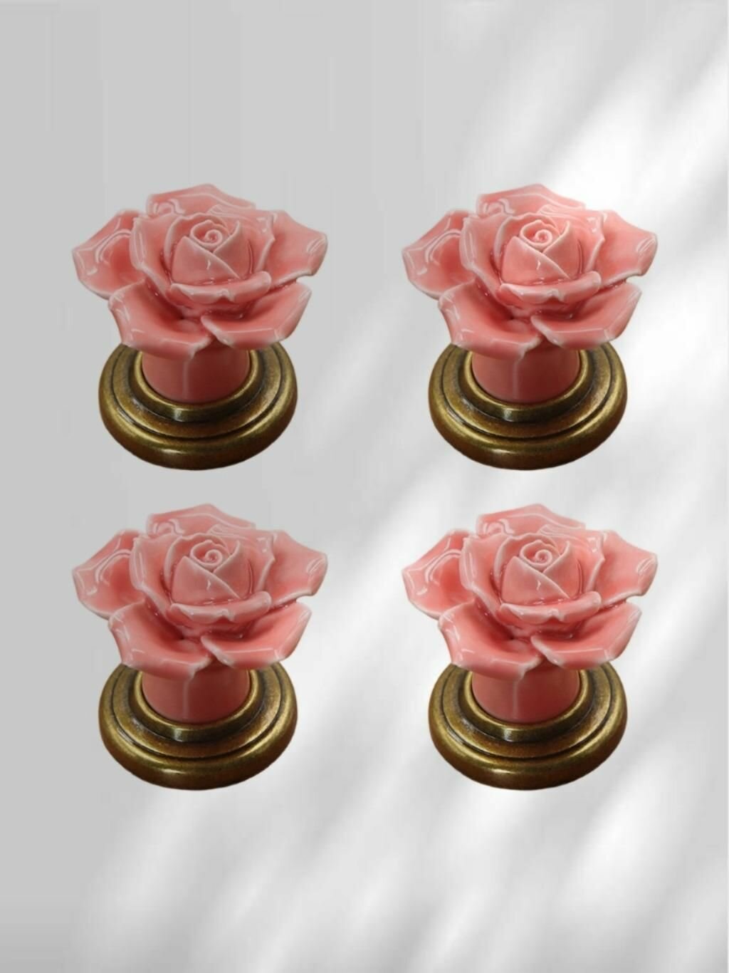 Керамические ручки для мебели в форме цветка, Розовый