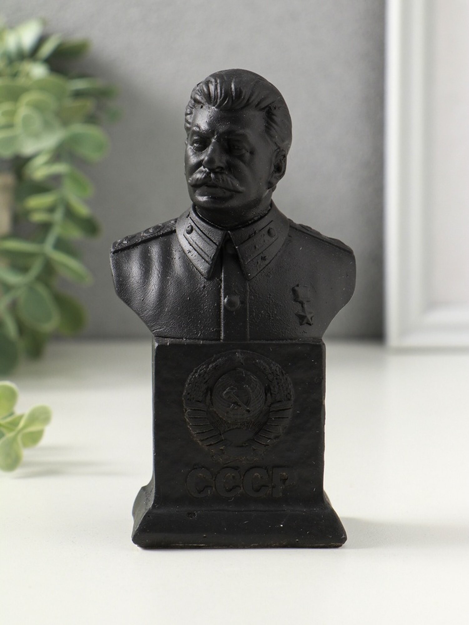 Бюст Сталина И. В Хорошие сувениры, гипс, черный, 12x6.5x4.5 см