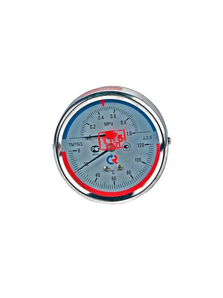 Термоманометр аксиальный ТМТБ-31Т.1 G1/2 2,5 10 бар 80мм