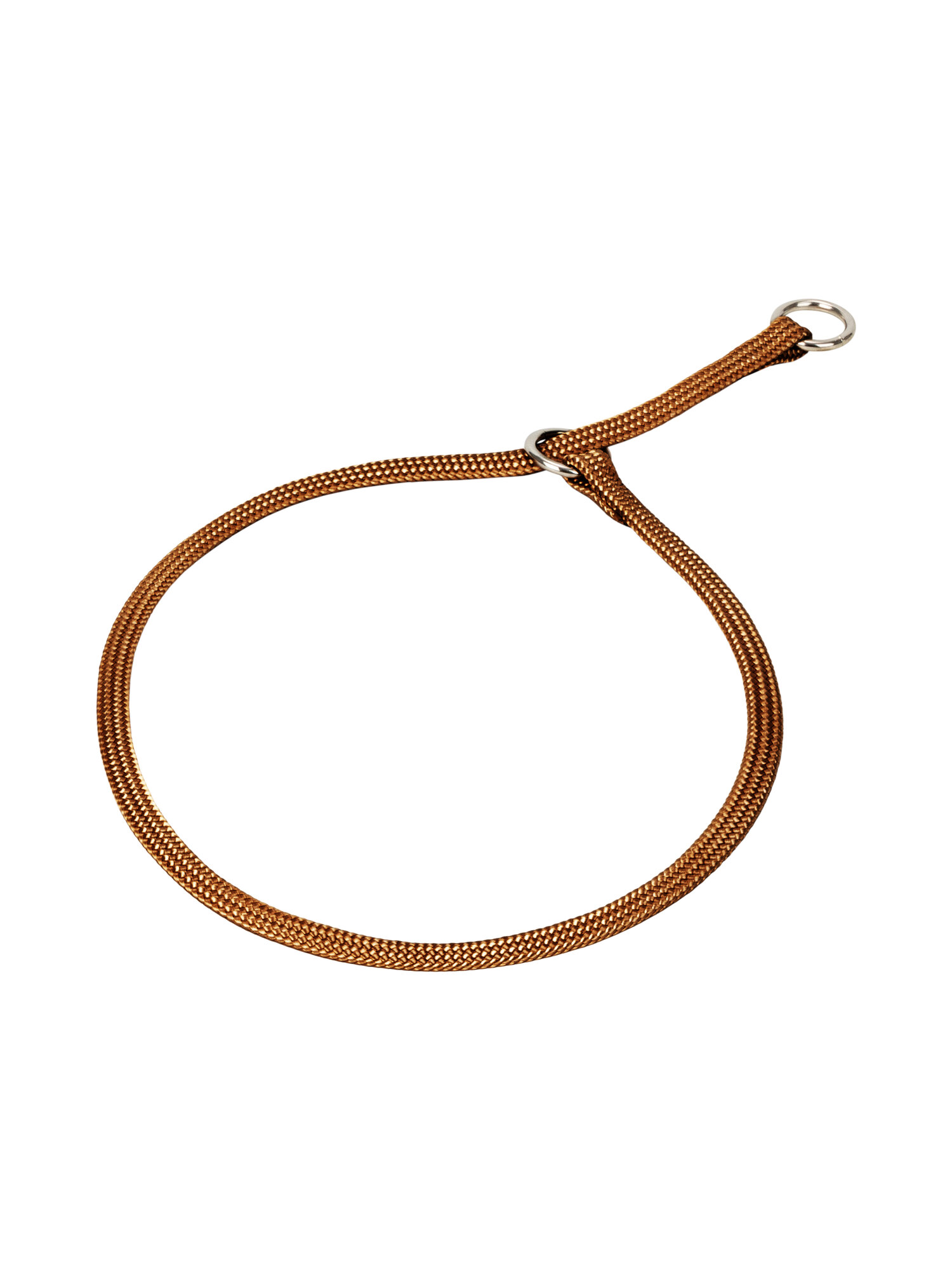 Ошейник удавка для собак ZooOne с 2-я кольцами (лента-чулок) 5 мм, 45 см, светло-коричневый