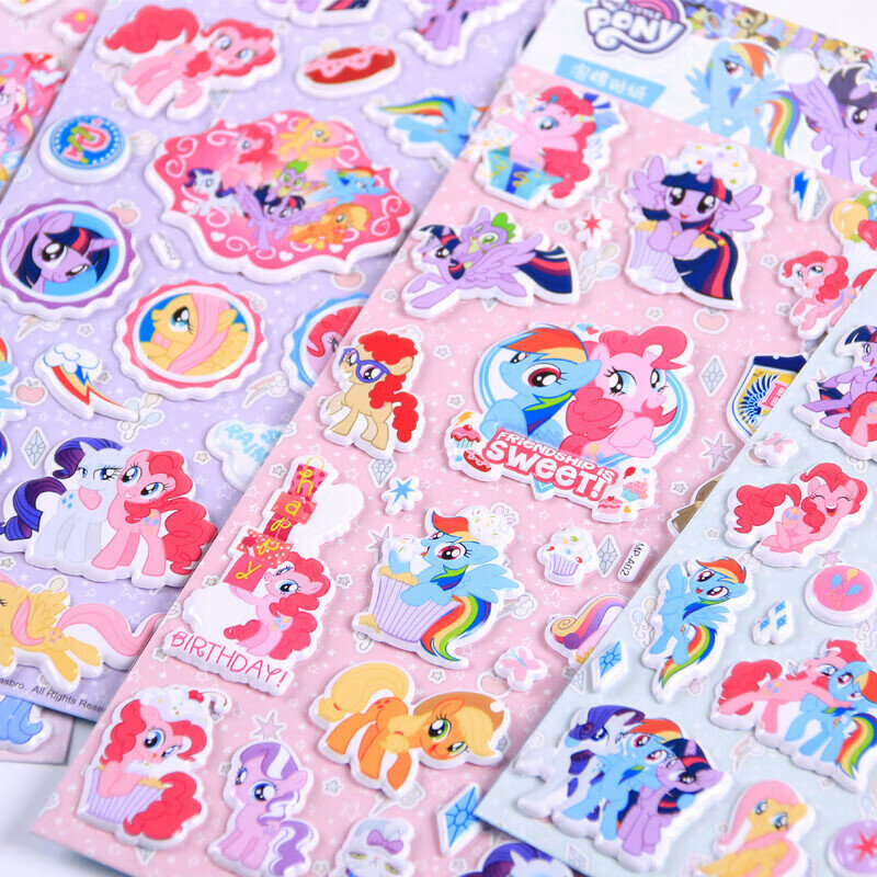 Набор 3D-наклеек My Little Pony от Disney для детей 3-6 лет, мультяшная игрушка-подарок 2 шт Цвет：Случайный набор из 2