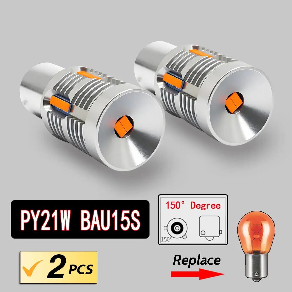 2 шт. PY21W BAU15S янтарная светодиодная лампа, 2800LM