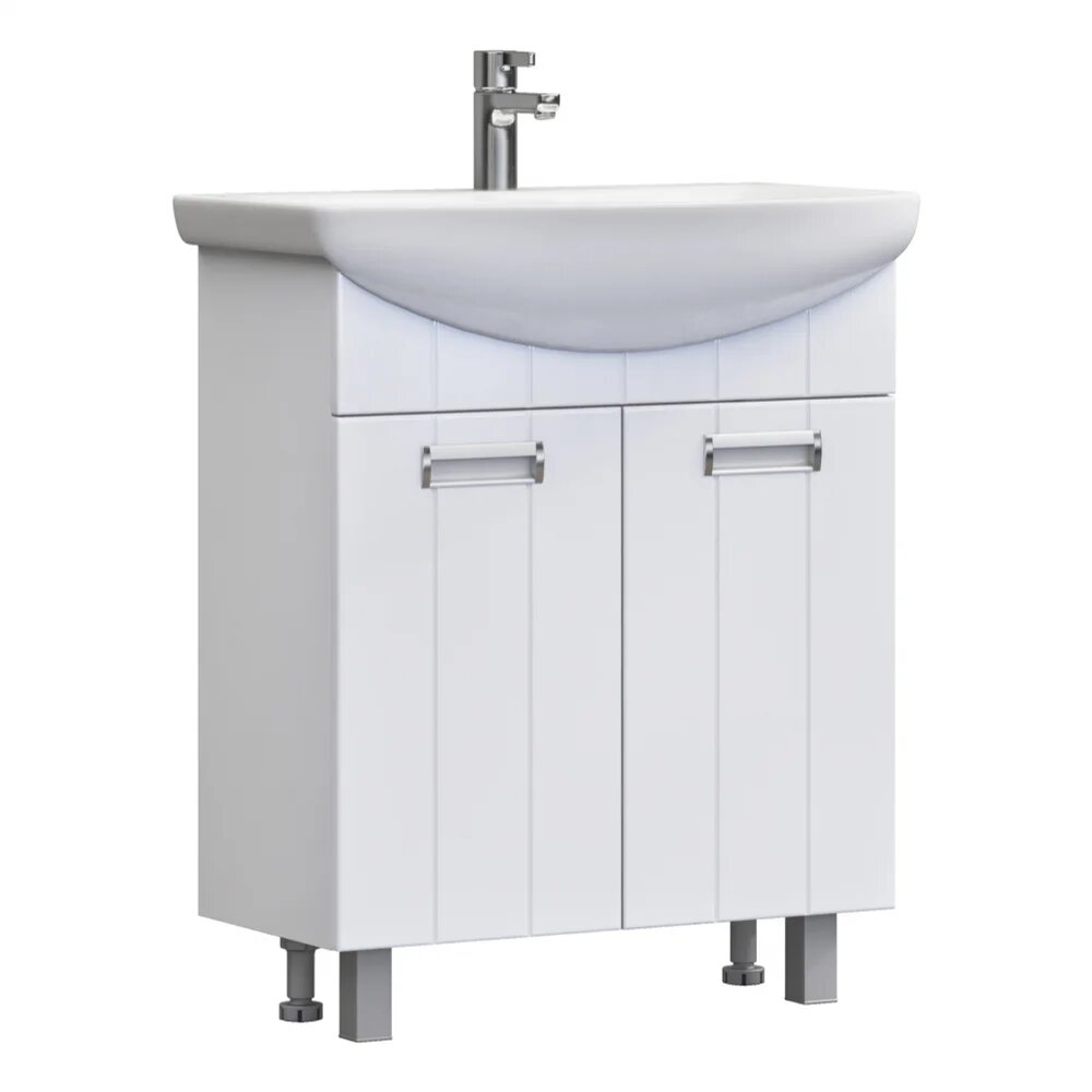 Тумба под раковину без столешницы Vigo Diana 70 напольная, белая, глянцевая, из МДФ, тумба для ванной, с дверками