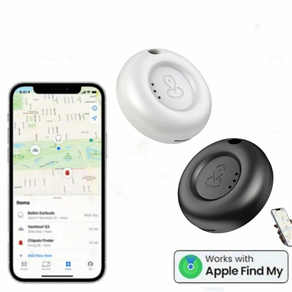 Устройство слежения Bluetooth GPS Tag работает с приложением Find My, напоминание о потере, для локатора, для детей и домашних животных, чер