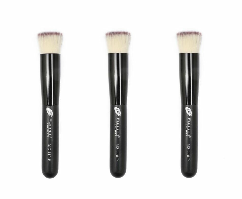 Farres cosmetics Кисть косметическая для нанесения тонального крема и румян, MZ110-P, 3 шт