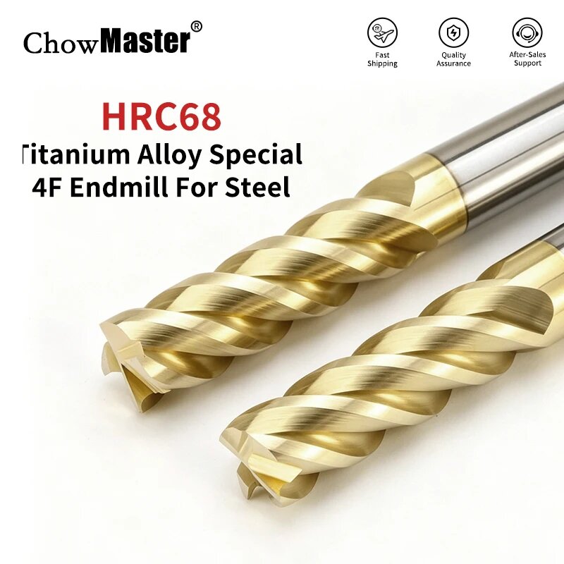 Фреза ChowMaster HRC68 4-х канавка твердосплавная для титановых сплавов и 3.0x9.0xD3x50L