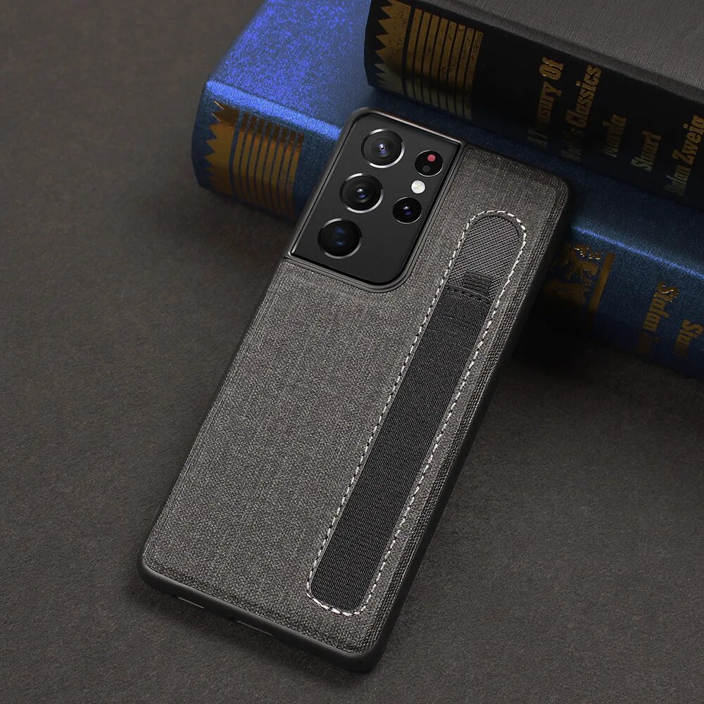 Чехол для телефона со стилусом S-Pen для Samsung Galaxy S21 Ultra 5G G9980 s21u, тканевый защитный чехол с карманным держателем Серый, черный