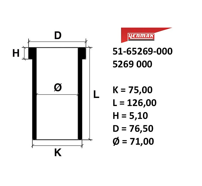 YENMAK 51-65269-000 гильза цилиндра Fiat (Фиат) doblo 1.4i 03 =72 [std]