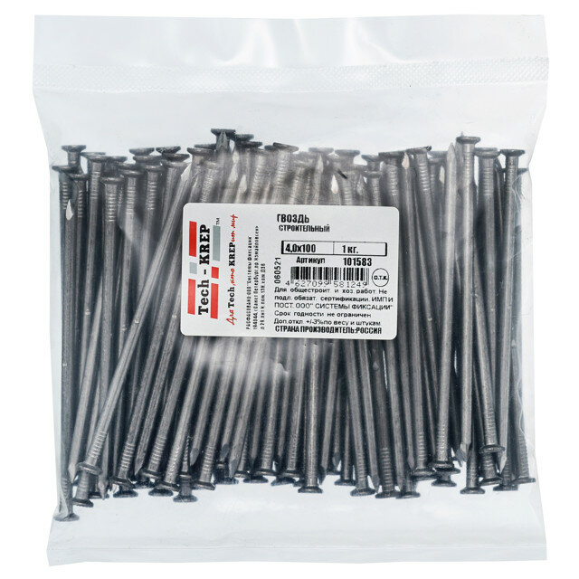 Гвоздь строительный TECH-KREP 4,0×120 мм вес 1 кг для крепления древесины и профилей