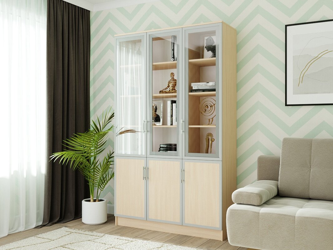 Книжный шкаф МебельЛэнд24 Альма - 15 Дуб Молочный 100x50x240 бежевый