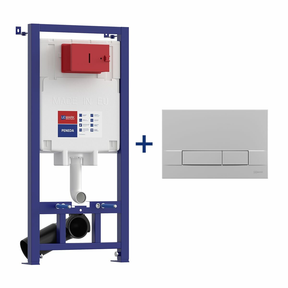 Комплект 2в1: Инсталляция Lemark PENEDA для унитазов с кнопкой смыва BIT, хром матовый