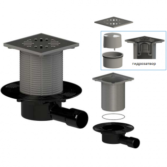 Трап регулируемый с горизонтальным выпуском, с нержавеющей решеткой — ТП-510Hs