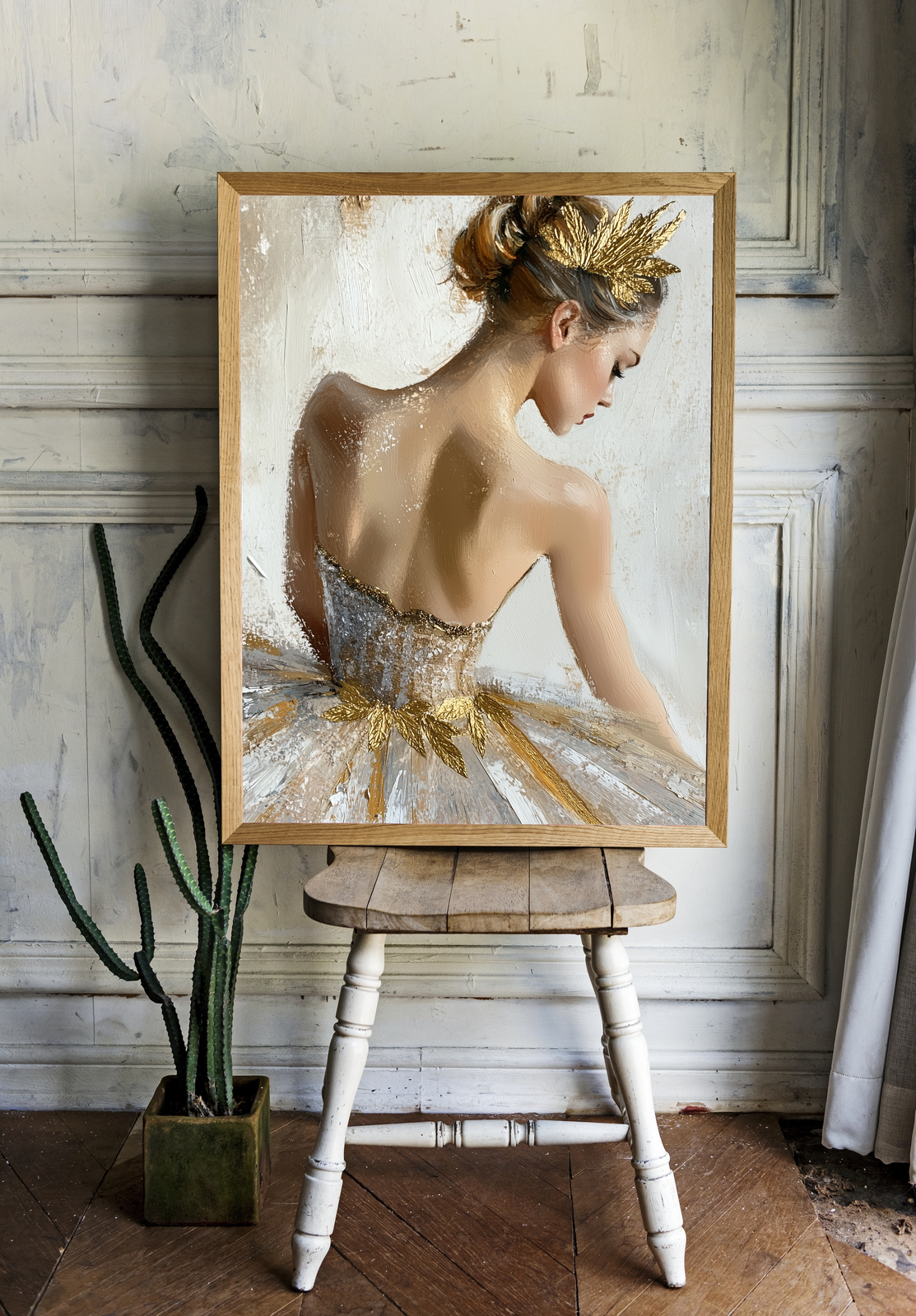 Постер "Балерина в золотом платье" 60x90 без рамы