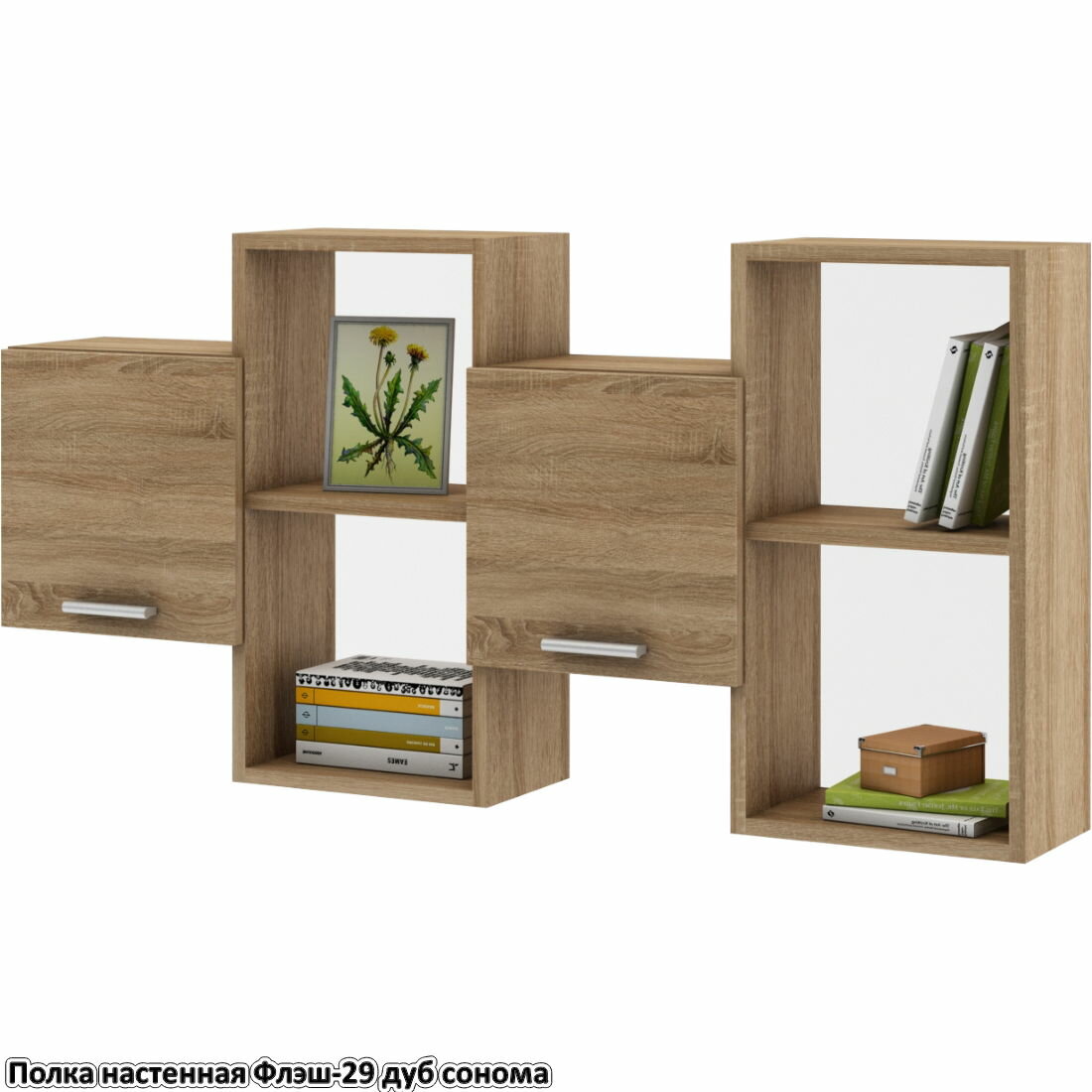 Полка настенная Флэш-29 Дуб-сонома, ЛДСП, МФ Владимир VMF, 115,2х58,4х19,6 см.
