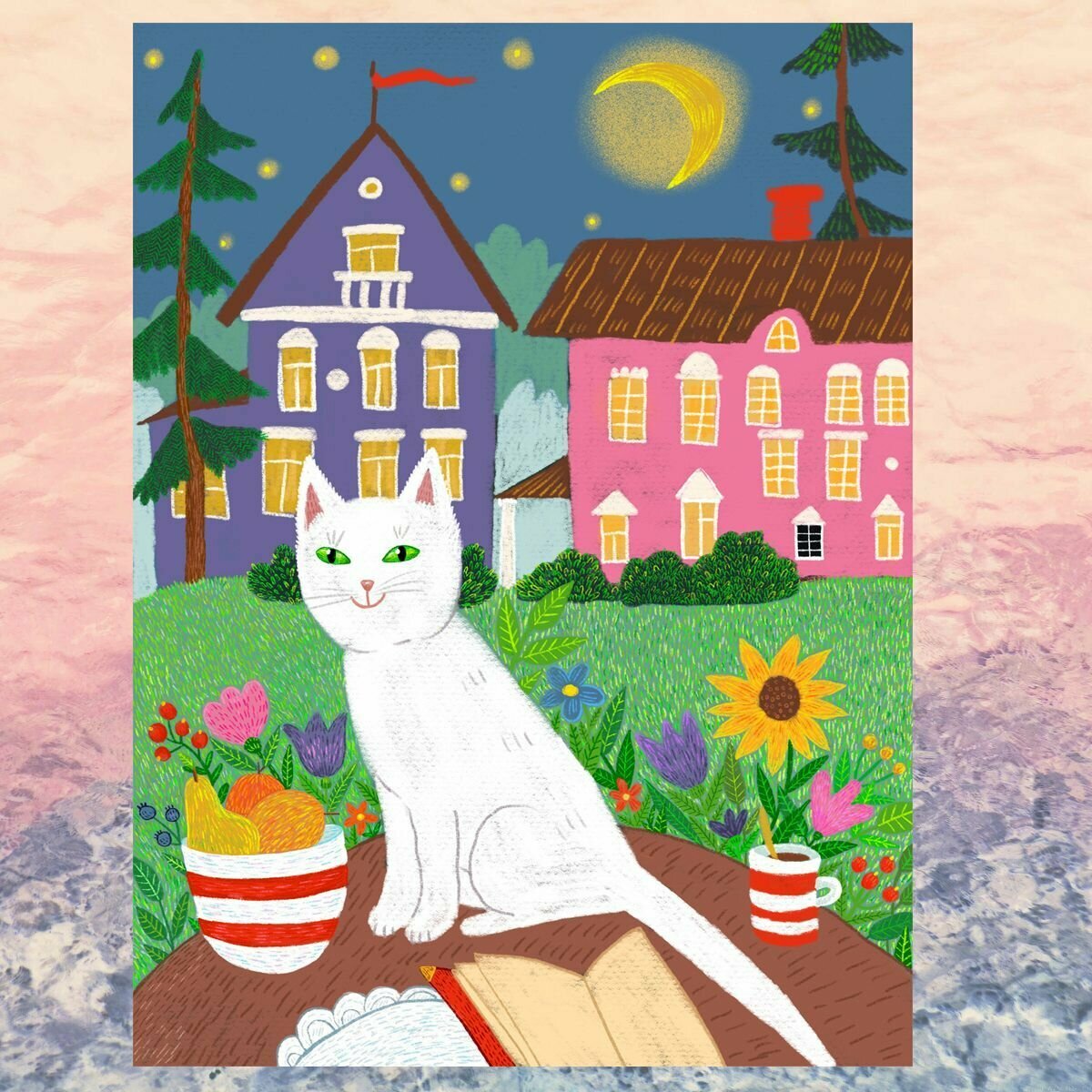 Открытка с котиком Открытка с котом поздравительная с конвертом