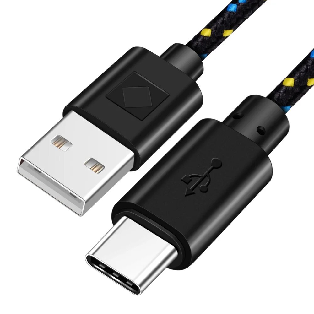OLAF нейлоновый плетеный кабель USB типа C 1 м 2 м 3 м кабель для синхронизации данных 0.5m, Black
