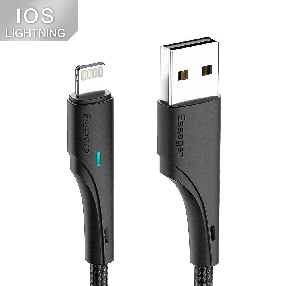 Essager 3A USB Type C Кабель для быстрой зарядки Micro USB Кабель для Xiaomi Realme Redmi Oneplus Huawei Iphone Провод для мобильных телефонов 0.25m, Black IOS Cable