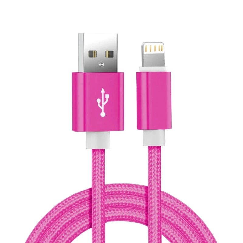 Нейлоновый кабель USB для iPhone 1m, Rose Red