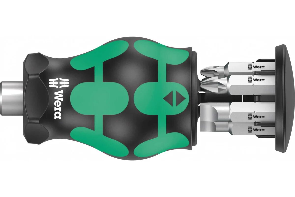 WERA Короткая ручка-битодержатель с шестью битами, компактный точный набор WE-008877