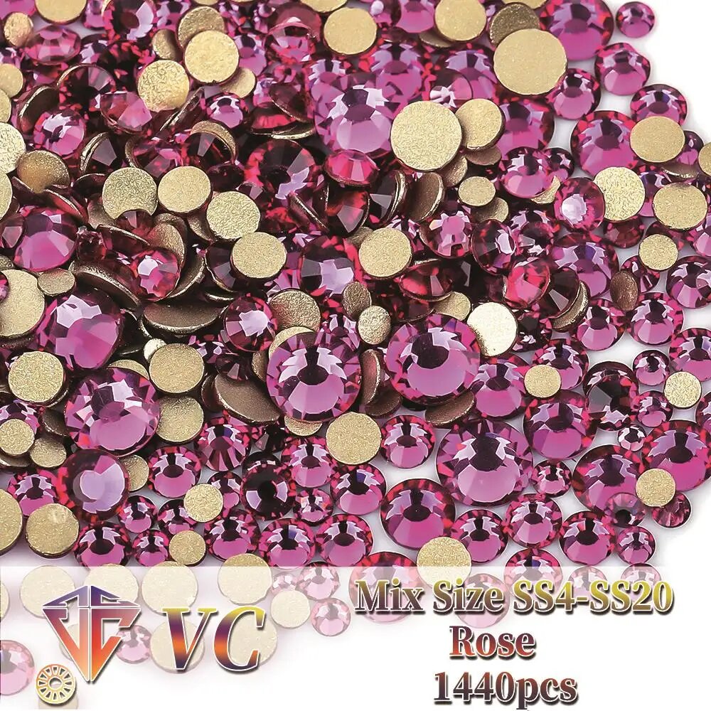 Стразы Swarovski SS4-SS20 1440 шт Фиолетовый, Rose