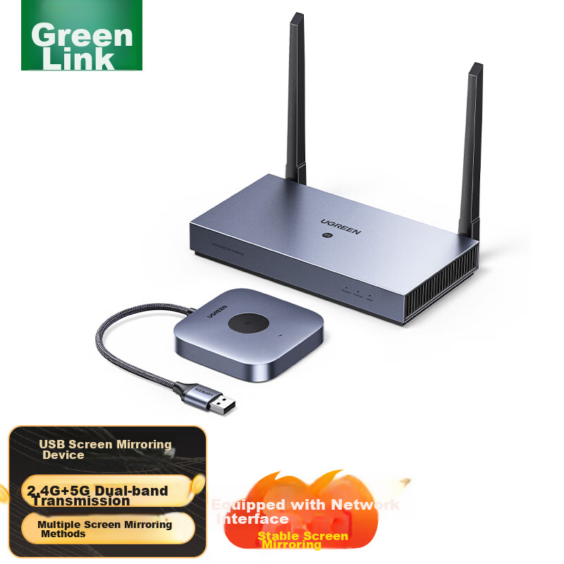 Lulian HDMI Wireless Screen Mirroring Device, USB Conference Screen Sharing Device, Compatible with Smartphones, Laptops, Desktop Computers, for Connecting to TVs, Monitors, Projectors, Point-To 50-Meter Transmission Device 15349