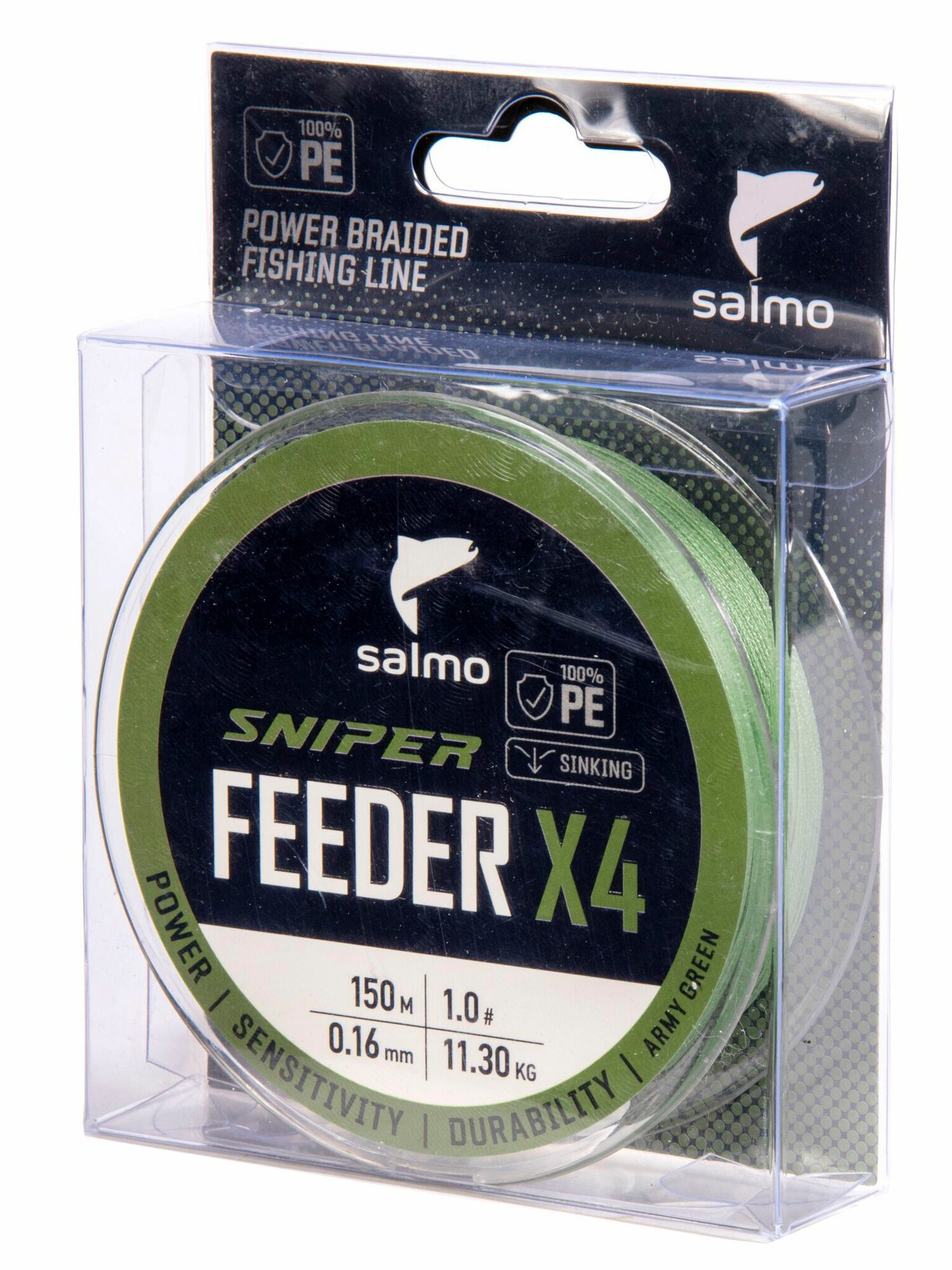 Шнур плетёный для рыбалки Salmo Sniper х4 FEEDER BRAID Army Green 150/016, плетенка летняя