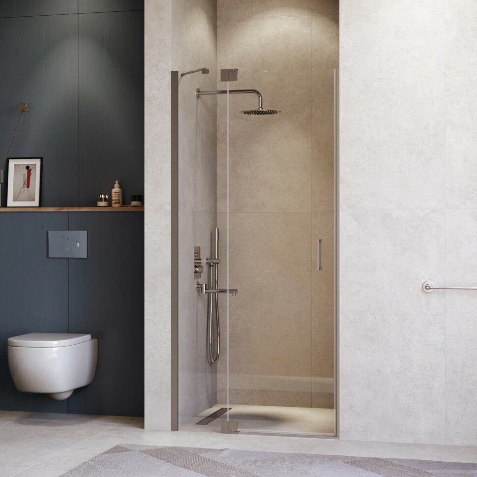 Душевая дверь RGW Hotel HO-014Gr, распашная, прозрачная,900 , серая