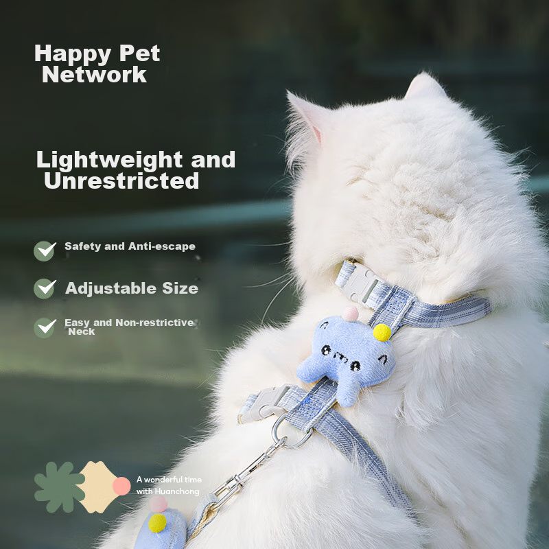 Happy Pet Cat Leash Cat Rope Pet Anti-escape Adjustable Loose Tightening Back-style Special Leash for Walking Cat Rope Outdoor Supplies