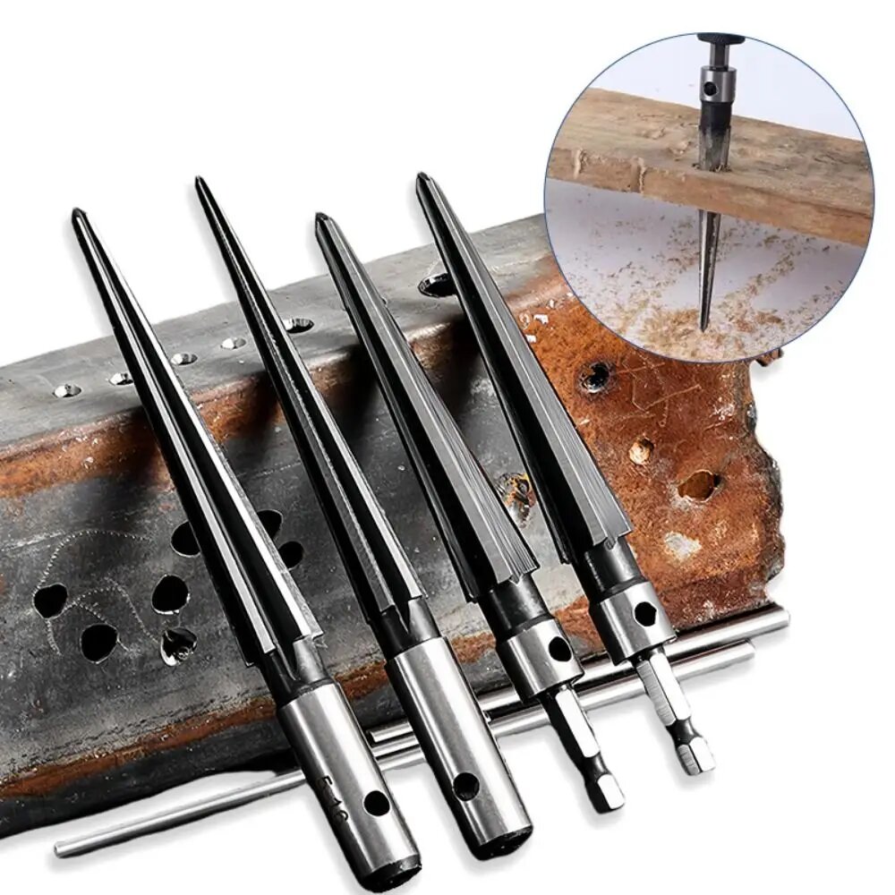 Инструмент для конической развертки из углеродистой стали, набор конических разверток с шестигранным хвостовиком, ручной инструмент для открывания металлических отверстий, ручная развертка Round handle 3-13mm