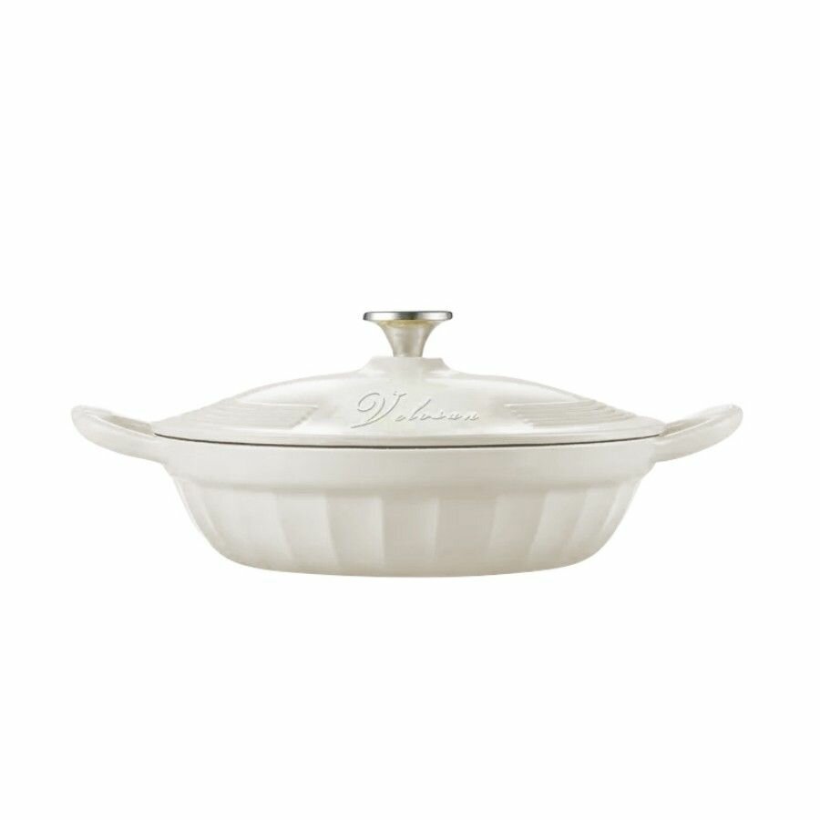 Чугунная эмалированная жаровня VELOSAN Wen Lun Shan, 27 см (белая, для индукции)