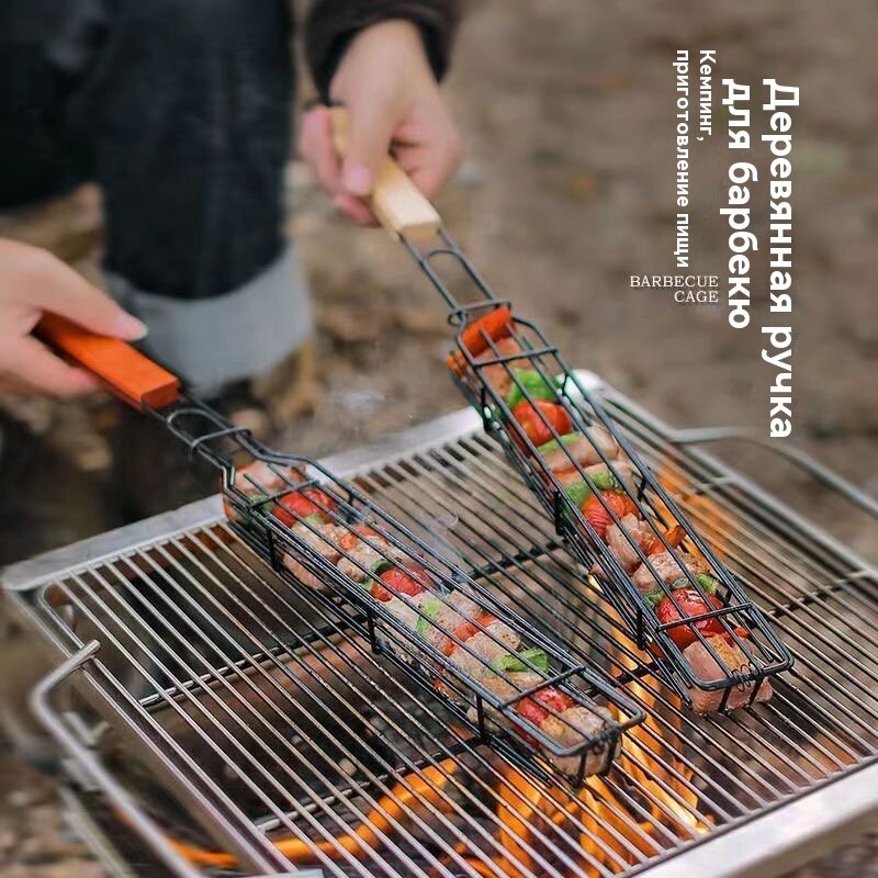 Круглая роликовая корзина для гриля из нержавеющей стали сетка для барбекю, овощей, рыбы и картофеля фри