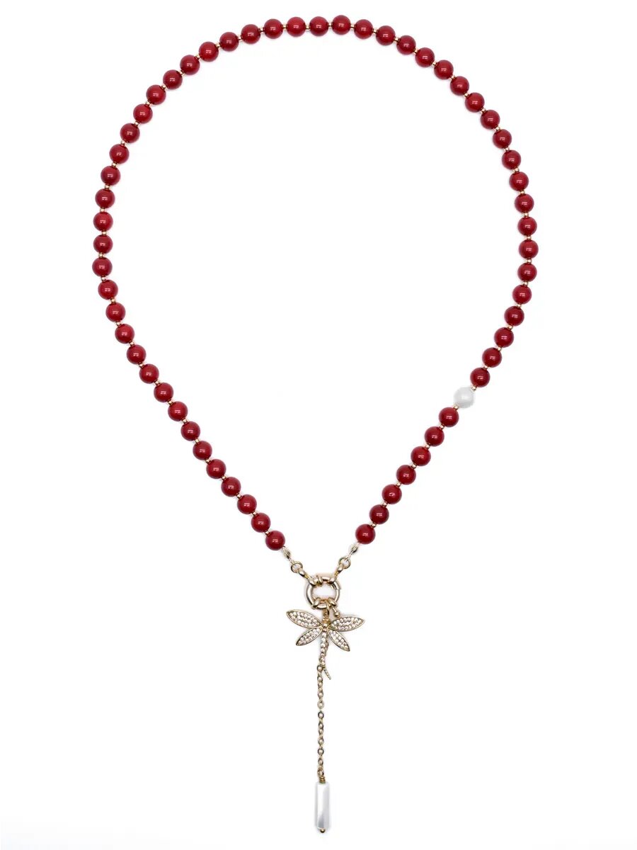 Бусы, фианит, перламутр, коралл