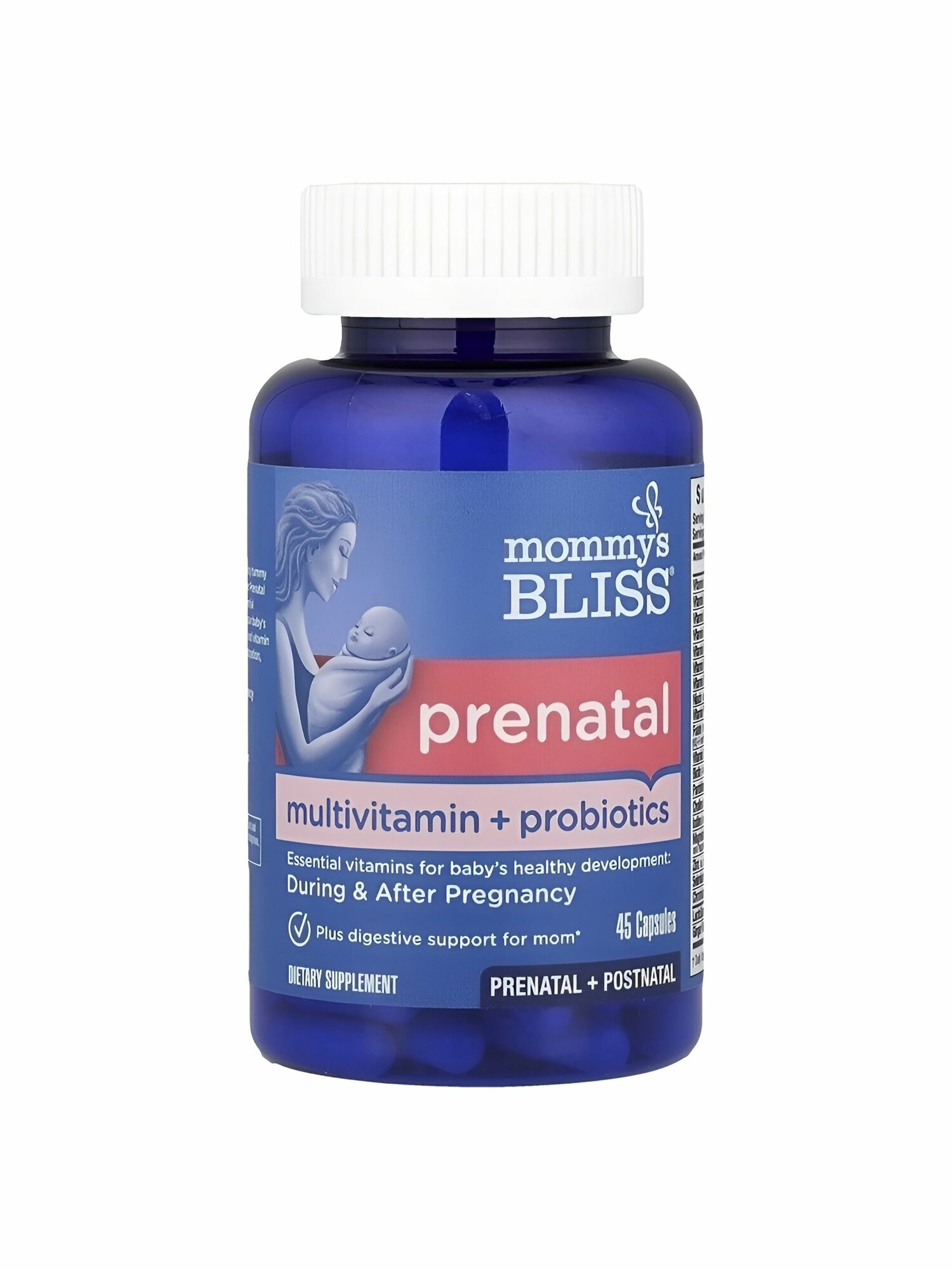Mommy's Bliss, Мультивитамины для беременных и послеродового периода с пробиотиками, Prenatal Multivitamin + Probiotics, 45 капсул