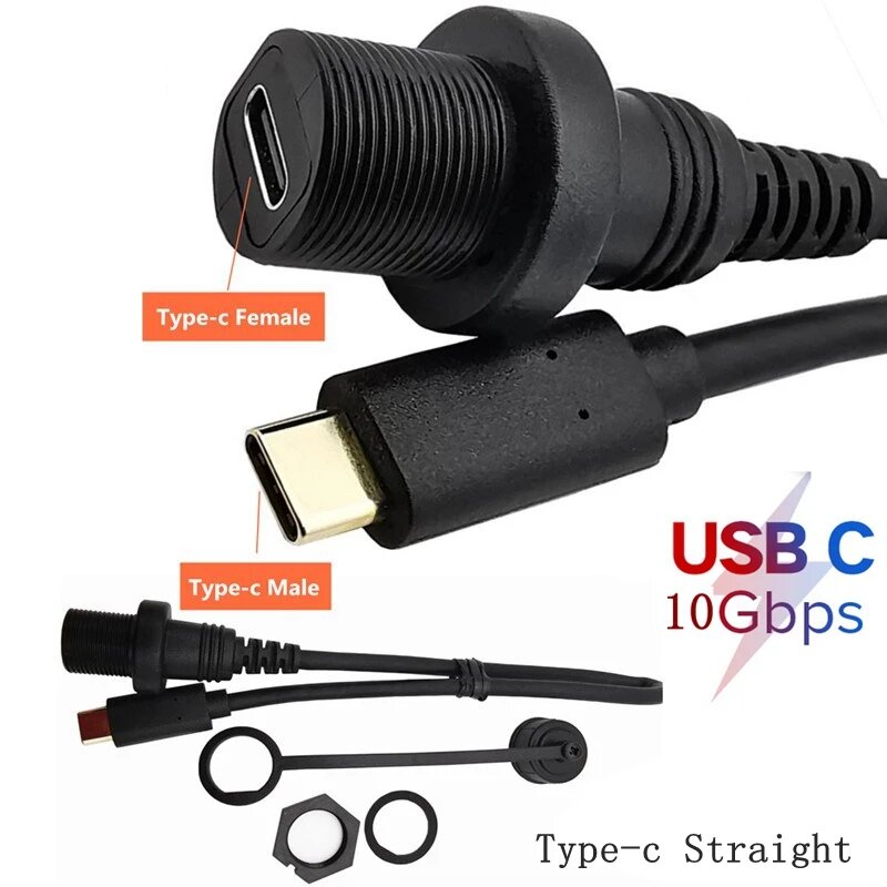 QinMSY Водонепроницаемый кабель USB 0.3м 1м 0,3 м, USB-C 3.1V