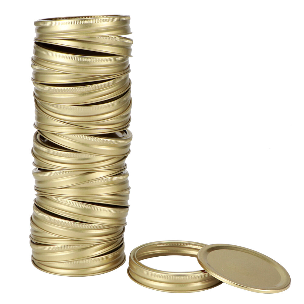 Нержавеющая сталь SplitType мини-стеклянные крышки для банок, уплотнительная крышка для контейнера для хранения специй и меда (20 шт, 70 мм, золотое круглое кольцо + крышка)