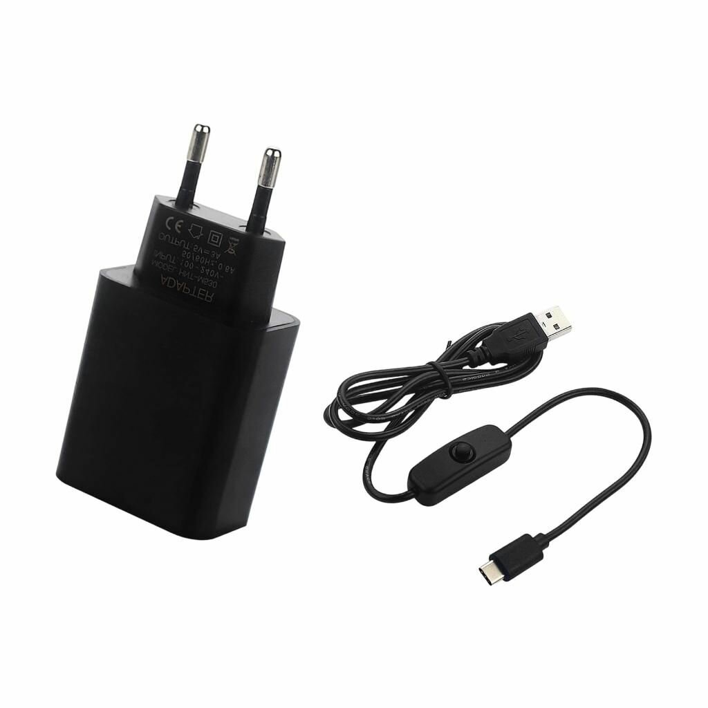 Адаптер питания Type C 100-240V с кнопкой ON/OFF и раздельной зарядкой для Pi 3B (EU/US/UK вилка), EU