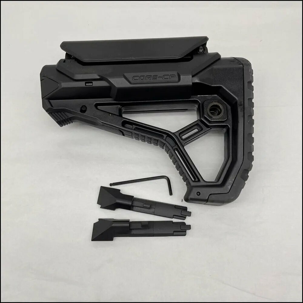 Эксклюзивный полимерный тыльный упор Fab Defense GLCORE S CP с щечным контуром в черном цвете