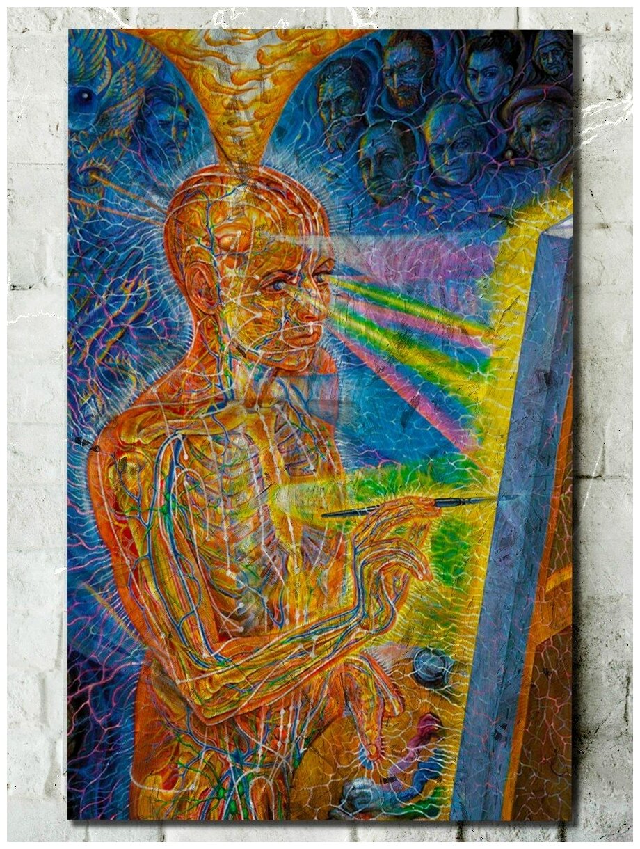 Картина интерьерная на рельефной доске ОСП эзотерика души тела космоса провидения таинств йога - 6836 В