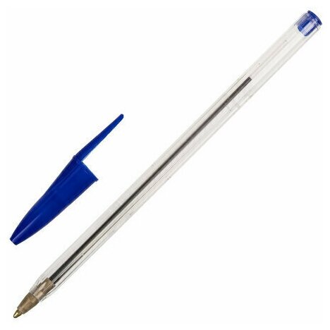 300 шт. Ручка шариковая STAFF Basic Budget BP-02, письмо 500 м, синяя, длина корпуса 13,5 см, линия письма 0,5 мм, 143758