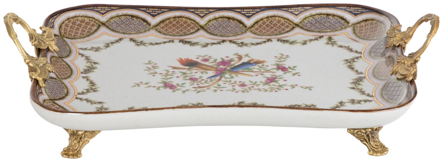 C923HC/HX0471 Блюдо с ручками 39х22х6см, Фарфор, бронза, коричневый, Glasar