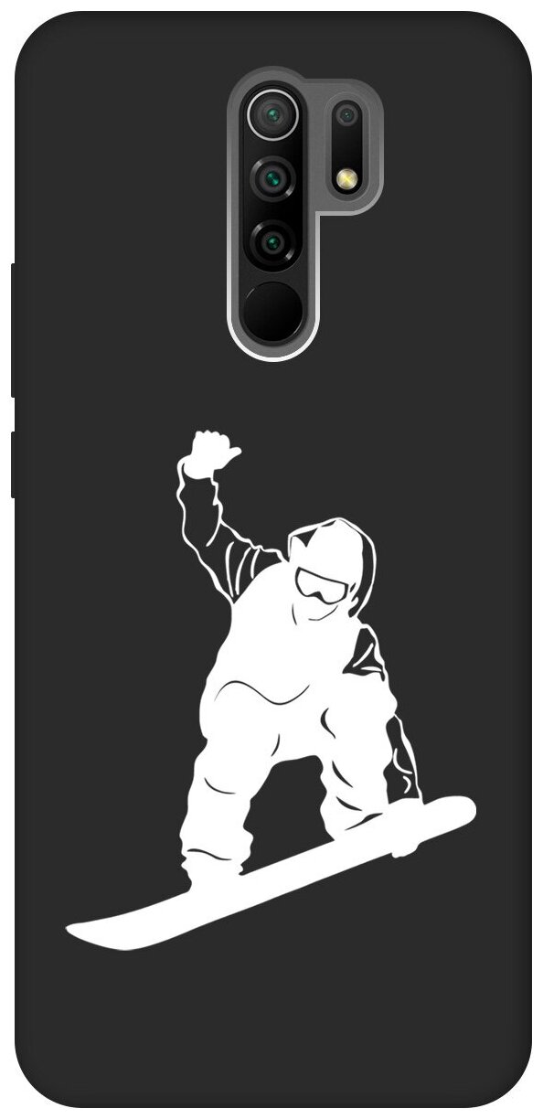 Матовый чехол Snowboarding W для Xiaomi Redmi 9 / Сяоми Редми 9 с 3D эффектом черный