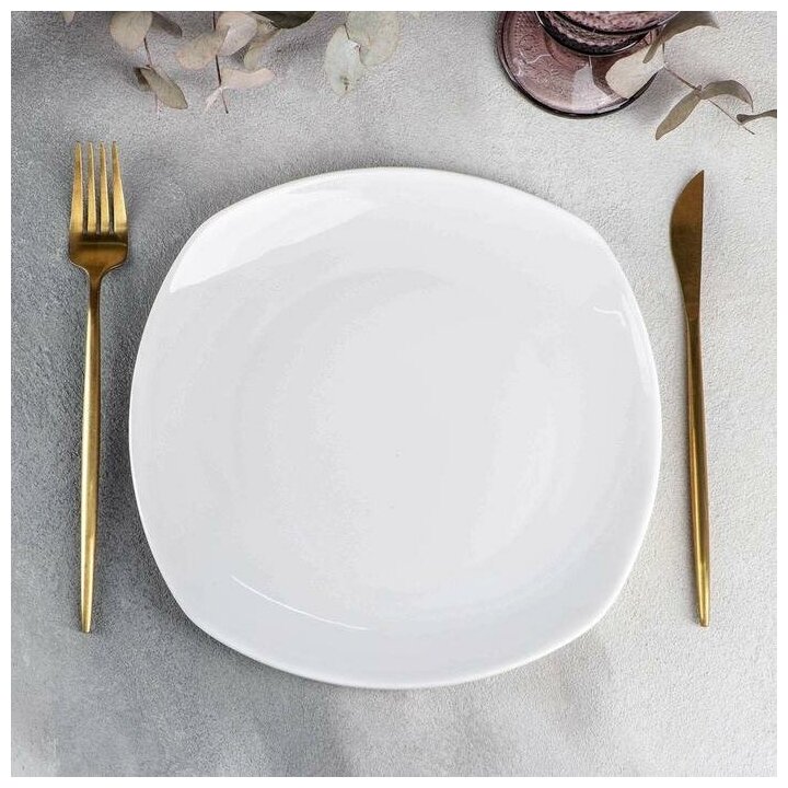 Тарелка обеденная квадратная Ilona, 24,5x24,5 см, фарфоровые тарелки, тарелки плоские для подачи